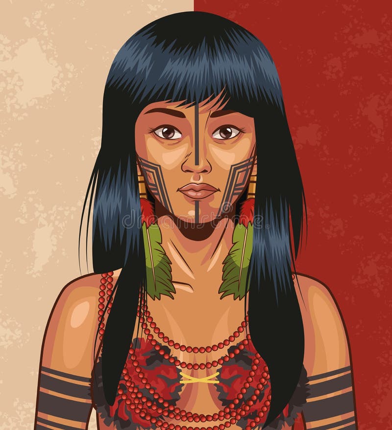 Indigenous Girl Hand Drawn Illustration Stock Illustration ...
