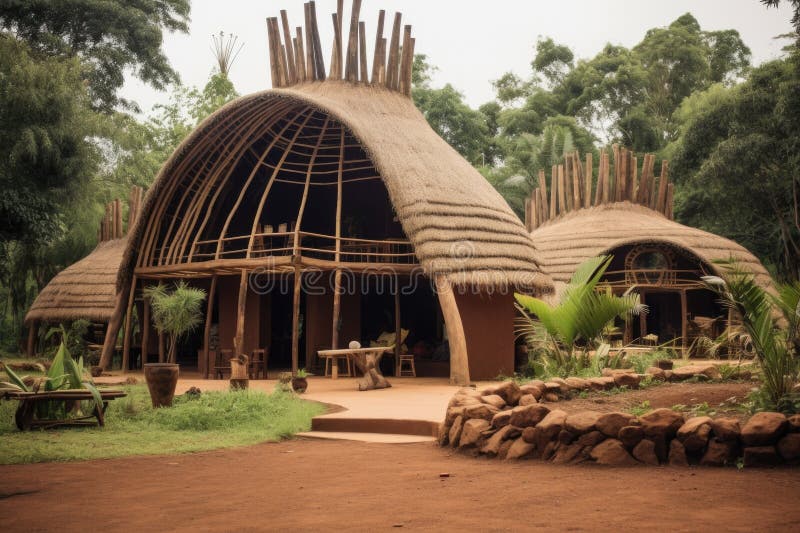 Indigenous Home Constructed of Natural Materials Stock Photo - Image of ...