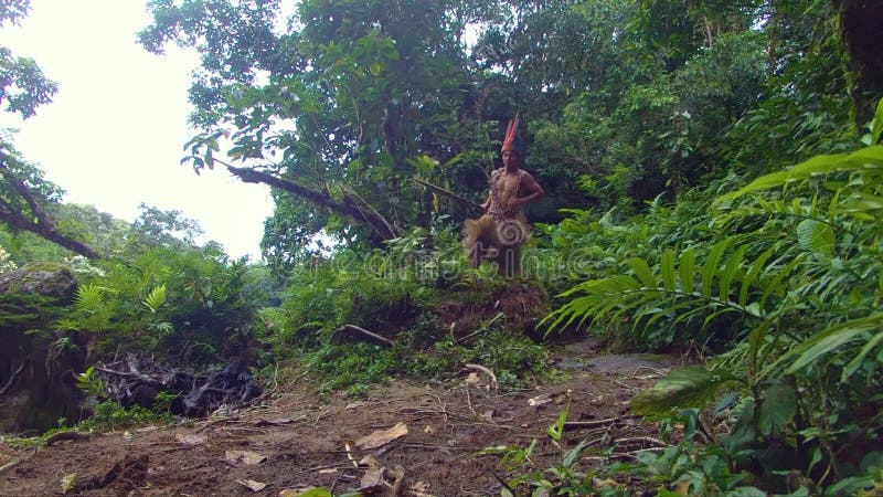 Indigenous Hunter Running through the Amazon Rainforest Stock Footage ...