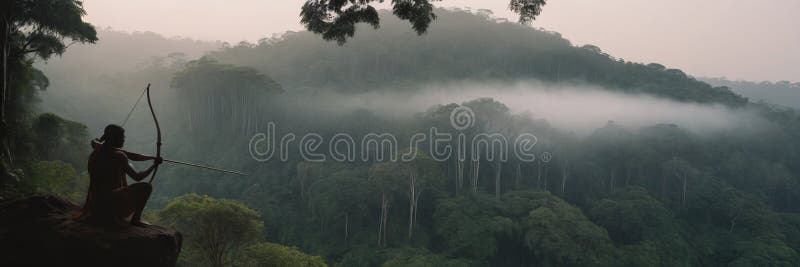 Indigenous People of the Amazon in the Forest Stock Illustration ...