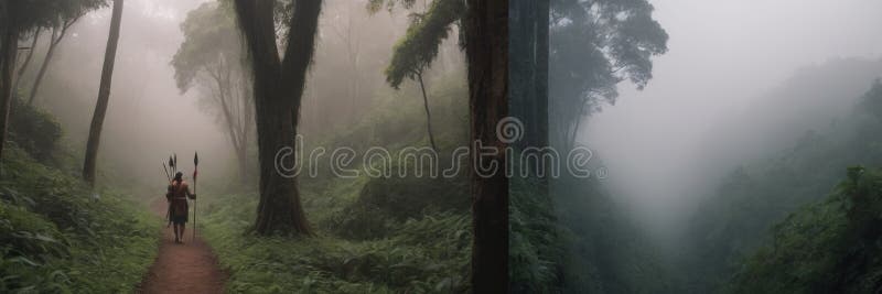 Indigenous People of the Amazon in the Forest Stock Illustration ...
