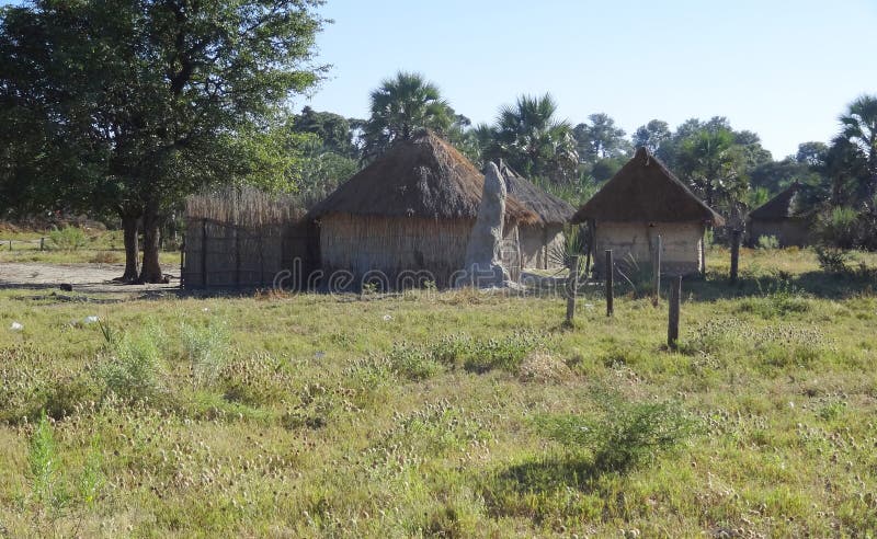 Indigenous Village at the Okavango Delta Stock Photo - Image of ...