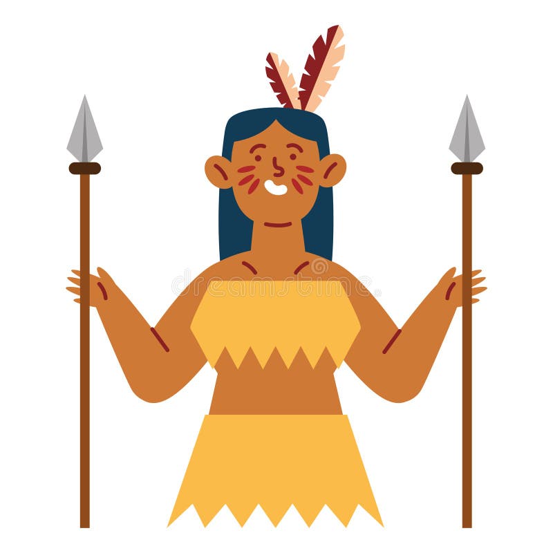 Indigenous Woman Tribe with Arrows Stock Illustration - Illustration of ...