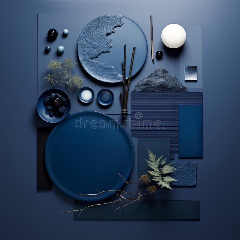 Minimalist Indigo Blue Background Design with Tones Inspiration Stock ...