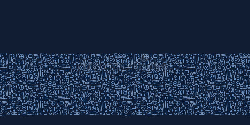 Indigo Blue Geometric Shape Border Edge Pattern. Repeating Hand Drawn ...