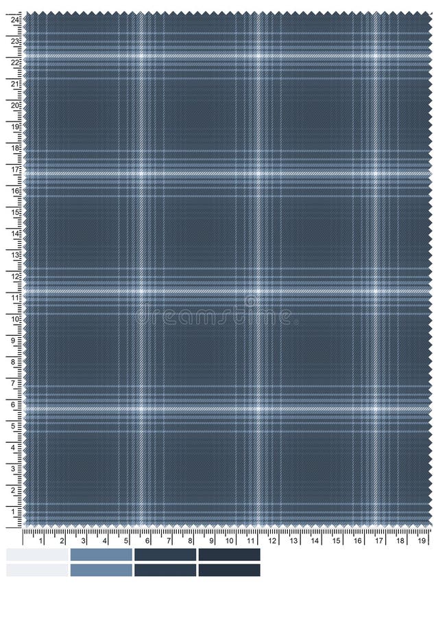 Indigo Blue Plaid Fabric Swatch with Measurement Guide Stock Image ...