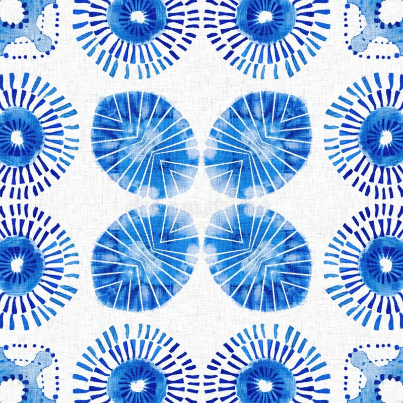 Indigo Blue Tie-dye Handmade Textile Seamless Pattern. Asian Style ...