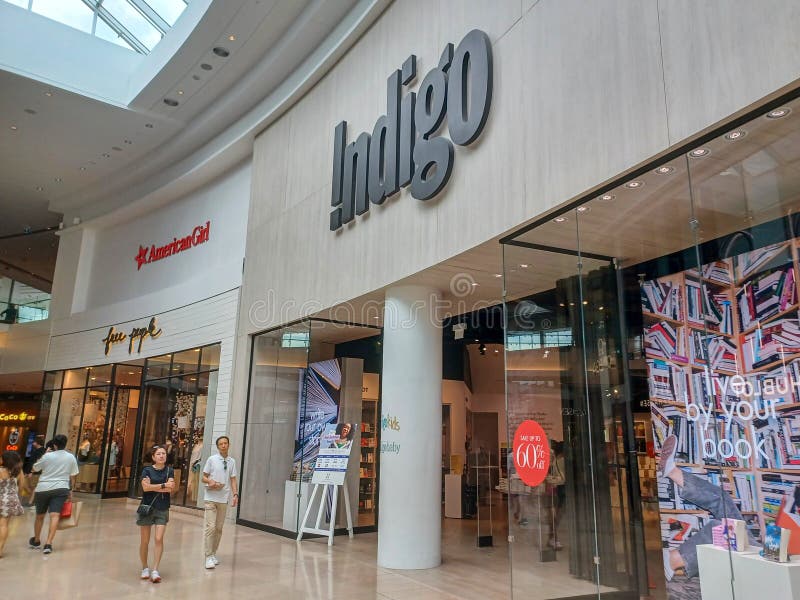 Indigo book store sign editorial stock photo. Image of mall - 370824133