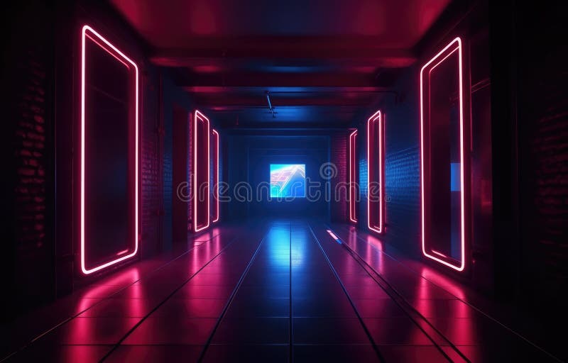 Indigo and Crimson Lit Hallway. Perfect for Modern Interior Design ...