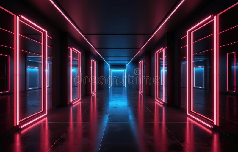 Indigo and Crimson Lit Hallway. Perfect for Modern Interior Design ...