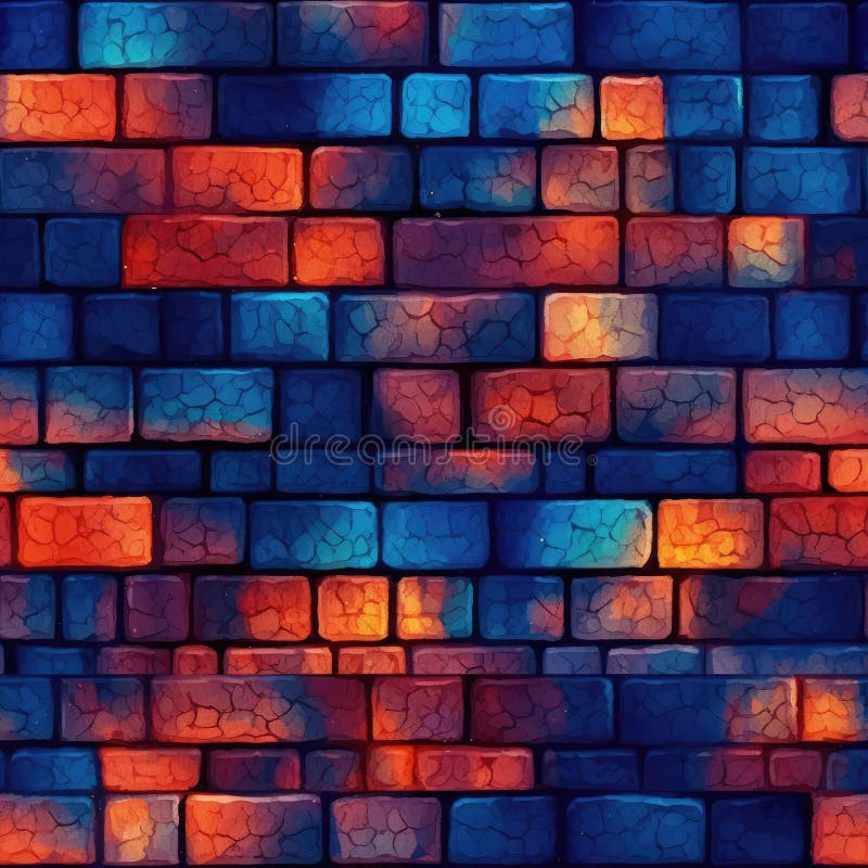Indigo Fire Beautiful Brick Wall Texture. Tile Seamless Background ...