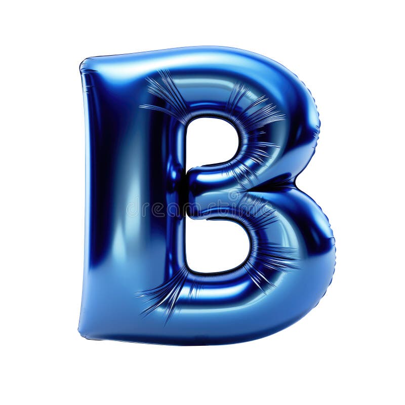 Indigo Metallic B Alphabet Balloon Realistic 3D on White Background ...