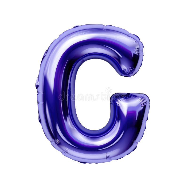 Indigo Metallic C Alphabet Balloon Realistic 3D on White Background ...