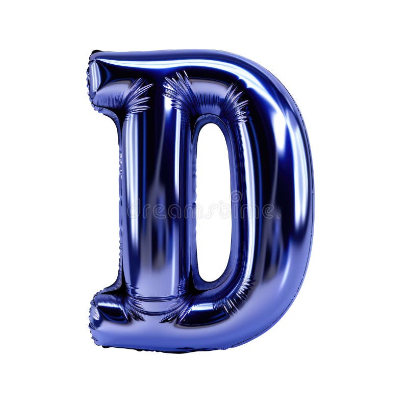 Indigo Metallic D Alphabet Balloon Realistic 3D on White Background ...