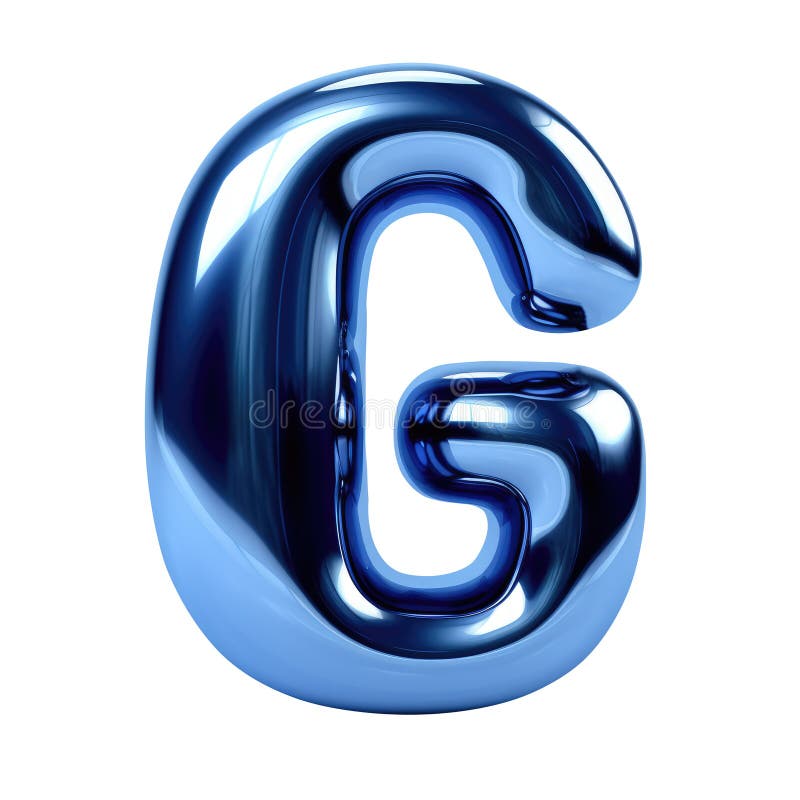 Indigo Metallic G Alphabet Balloon Realistic 3D on White Background ...