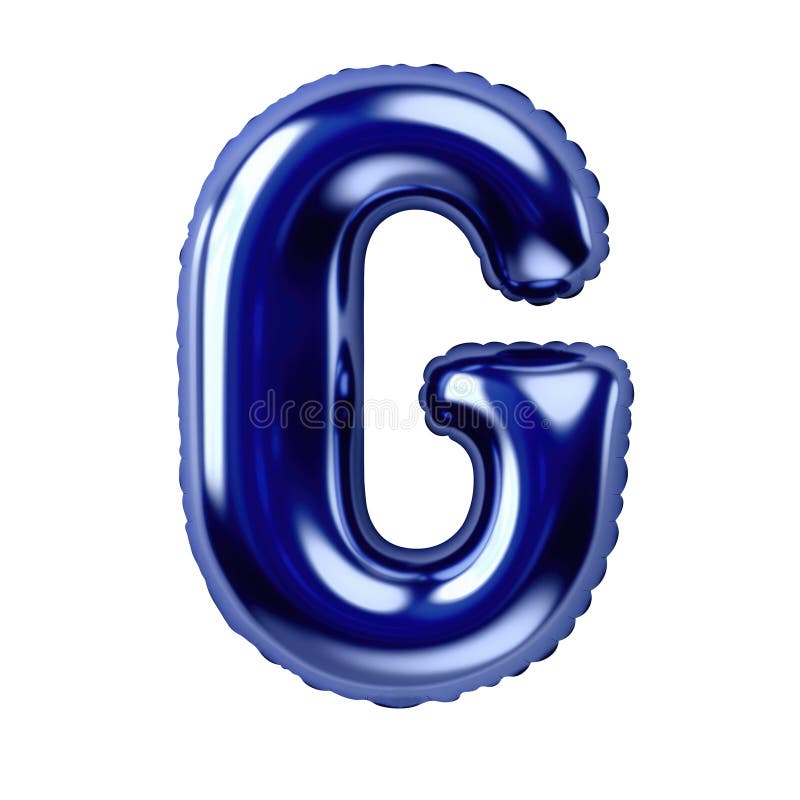 Indigo Metallic G Alphabet Balloon Realistic 3D on White Background ...