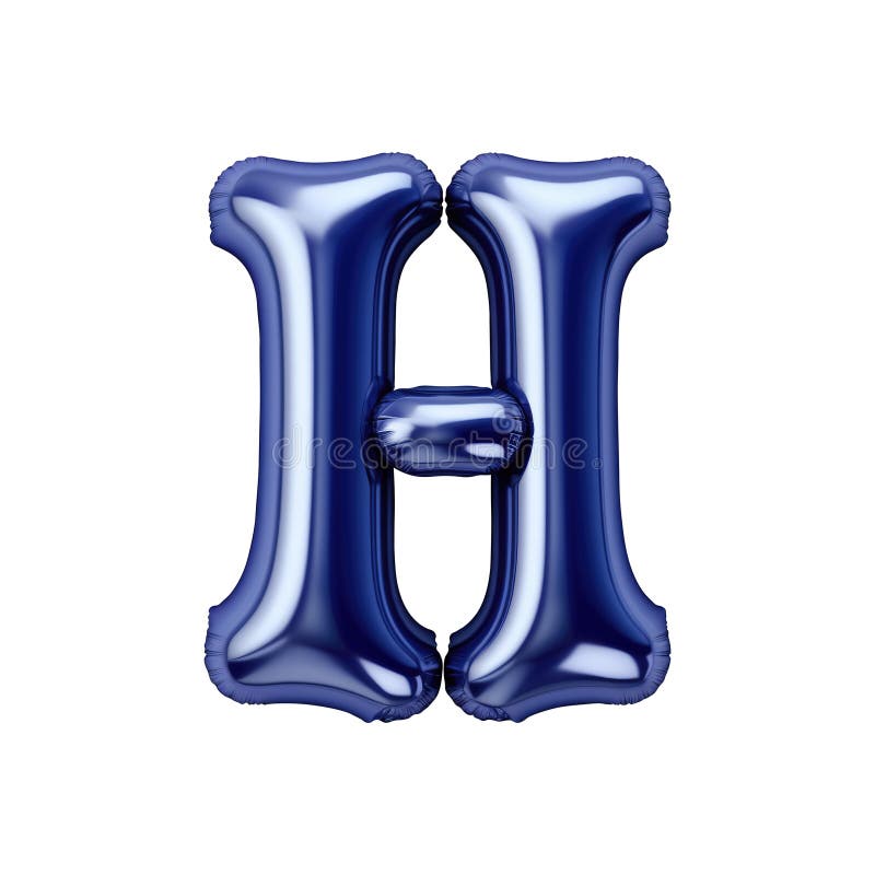 Indigo Metallic H Alphabet Balloon Realistic 3D on White Background ...