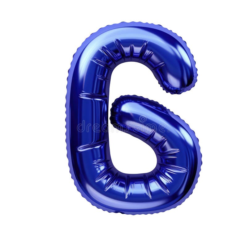 Indigo Metallic Number 6 Balloon Realistic 3D on White Background Stock ...