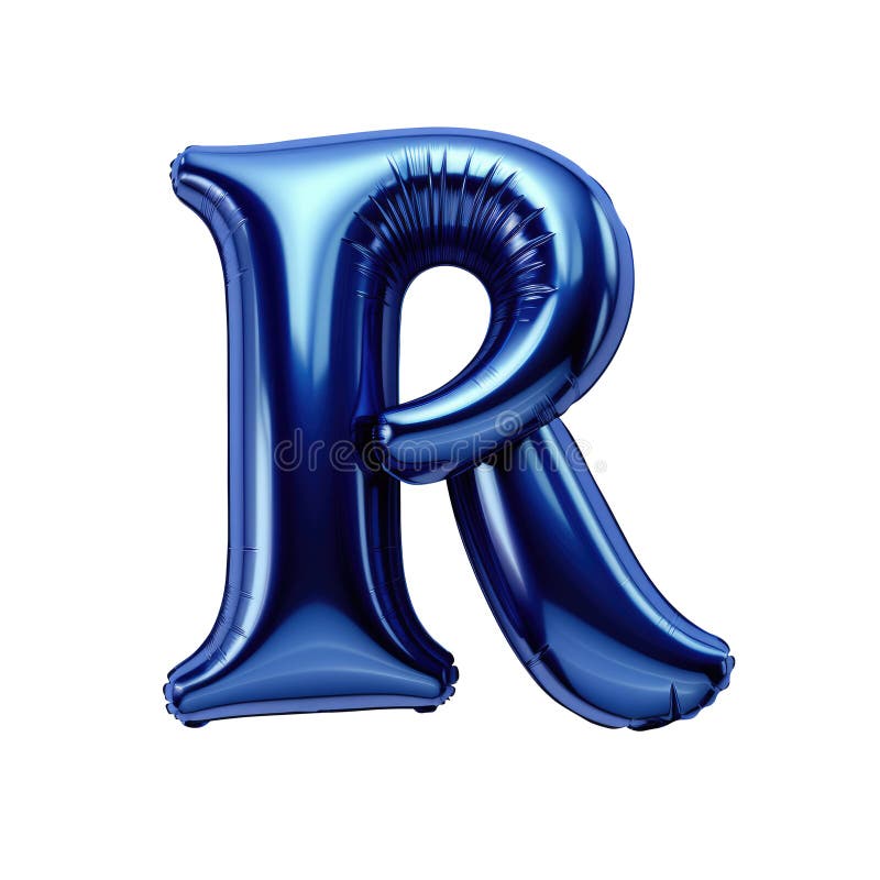 Indigo Metallic R Alphabet Balloon Realistic 3D on White Background ...
