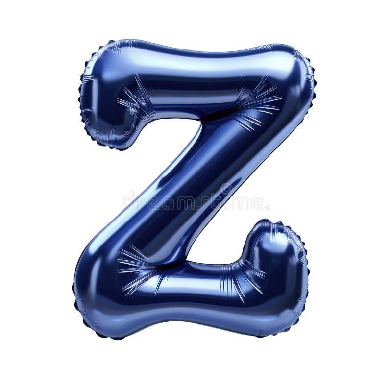 Indigo Metallic Z Alphabet Balloon Realistic 3D on White Background ...