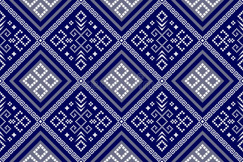 Indigo Navy Blue Geometric Traditional Ethnic Pattern Ikat Seamless ...