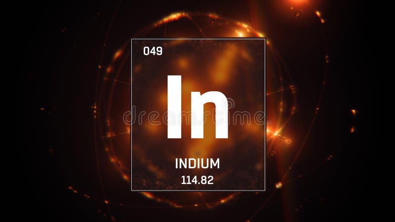 Indium Als Element 49 Van De Periodieke Tabel 3d Op Oranje Achtergrond