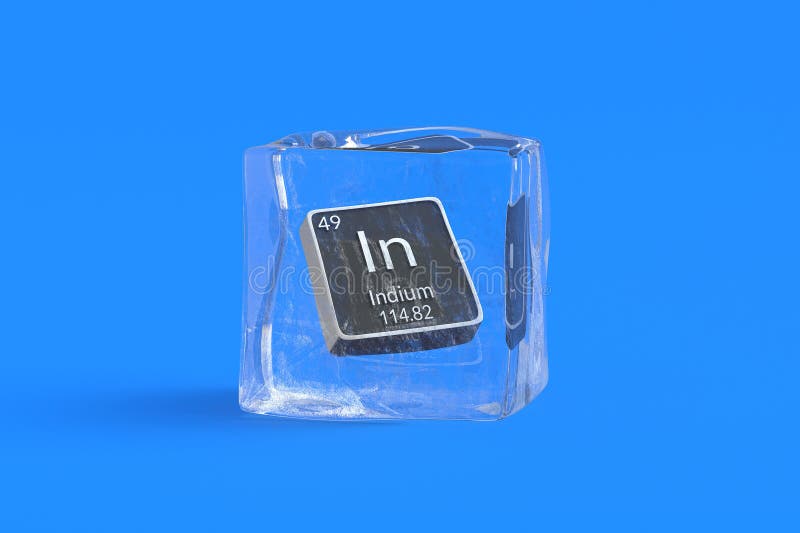 Indium in Chemical Element of Periodic Table in Ice Cube Stock ...