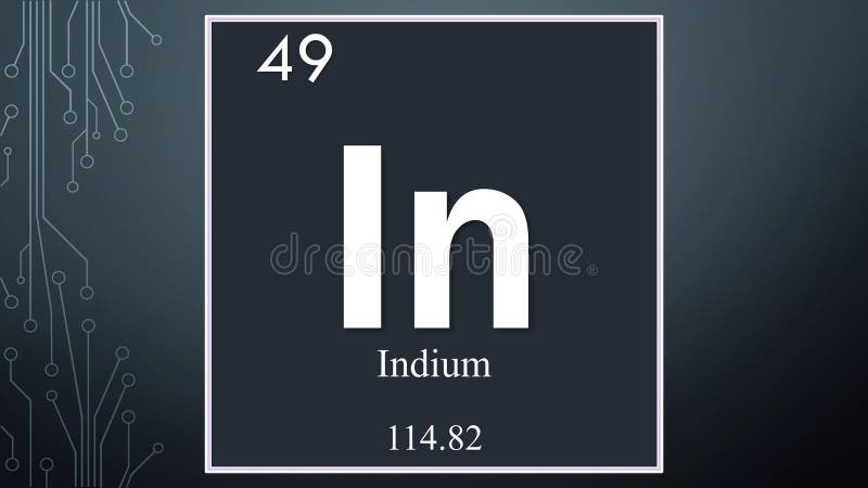 Indium Chemical Element Symbol on Dark Abstract Background Stock ...