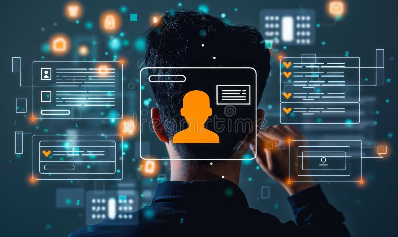 Individual Accessing Digital Identification System Virtual Profile Icon ...