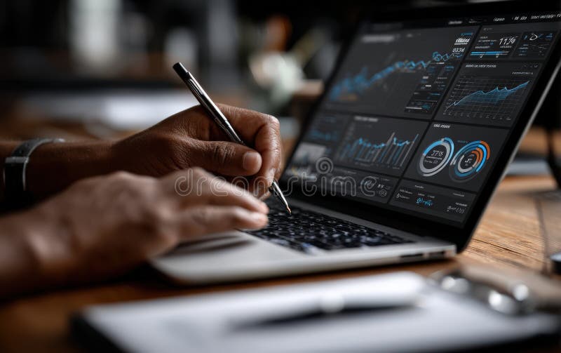 An Individual is Actively Typing on a Laptop Computer while Seated at a ...