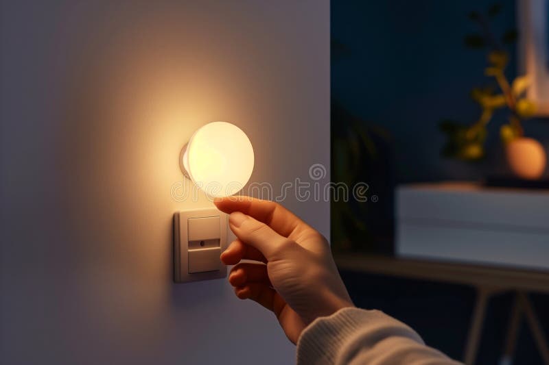 Individual Adjusting a Dimmer Switch for Mood Lighting Stock Photo ...