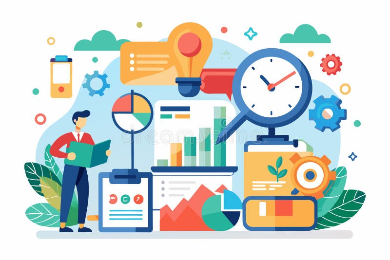 An Individual Analyzes Various Charts and Graphs while Surrounded by ...