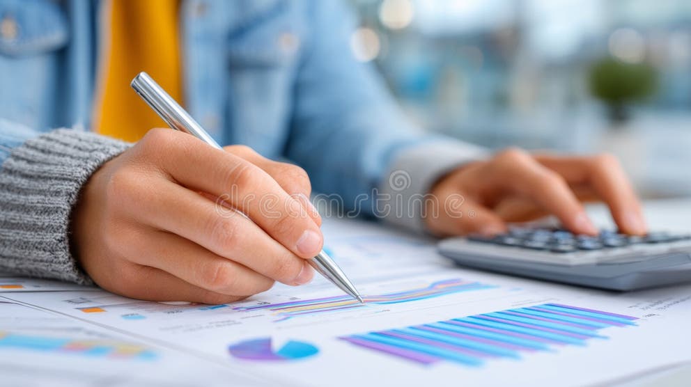 Individual Analyzing Financial Data Using Graphs and Calculator in a ...