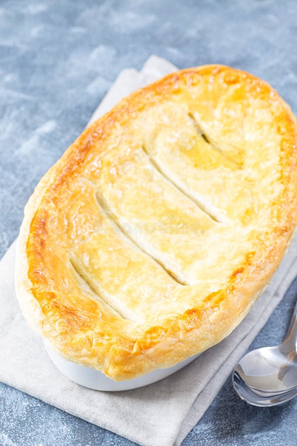 Individual Beef Pot Pie or Deep Dish Pie in Baking Dish, Vertical Stock ...