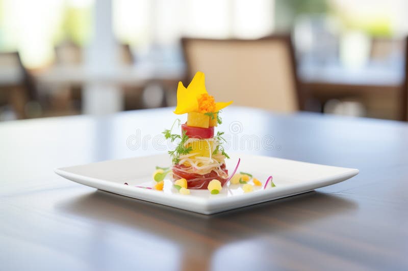 Individual Beet Salad Appetizer on Mini Plate, Event Setting Stock ...