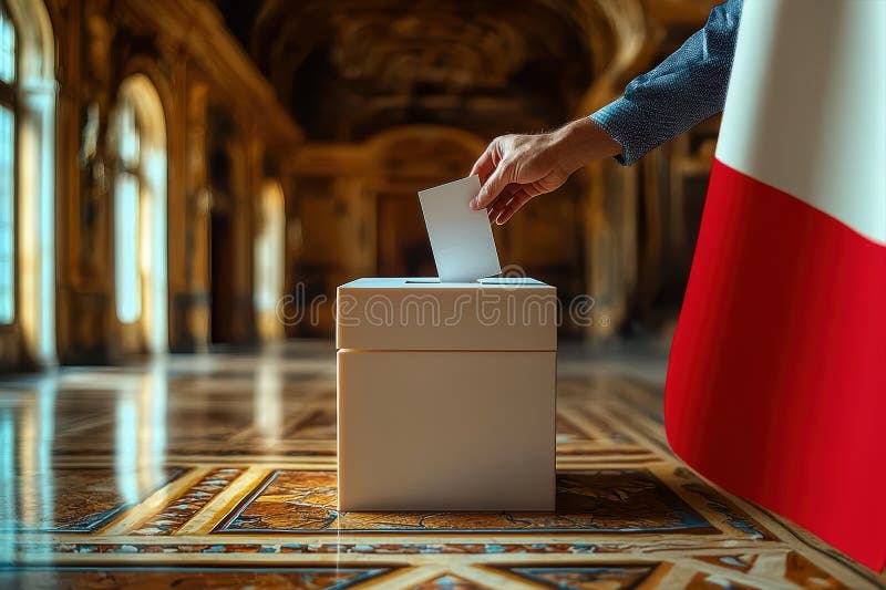 Voting Process Taking Place in a Historic Setting, Featuring a Ballot ...
