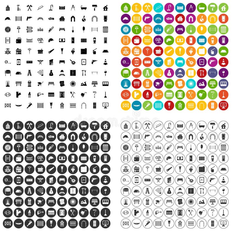 100 Individual Construction Icons Set Vector Variant Stock Vector ...