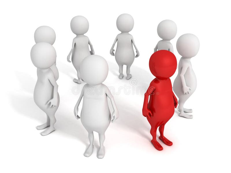 Individual 3d Man Stand Out from Crowd Stock Illustration ...