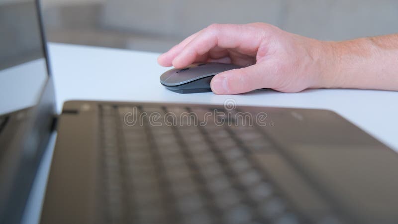 An Individual is Engaged in Work, Using a Computer Mouse To Navigate a ...