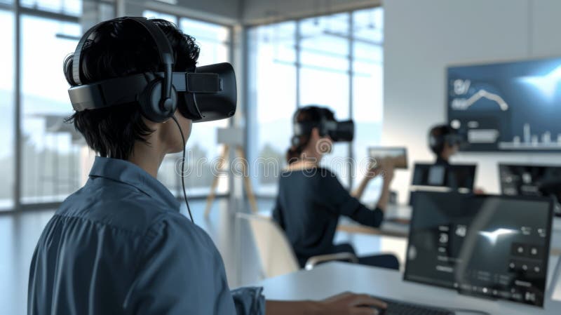 Virtual Reality Experience in a Modern Office Setting Stock Image ...