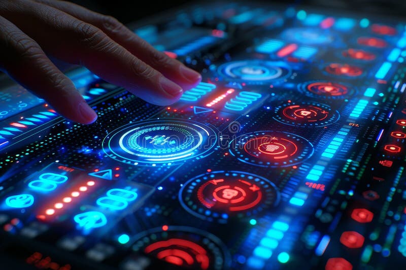 Individual Engaging with Tablet Displaying Warning Icons for Digital ...