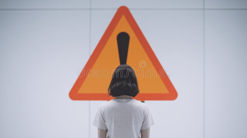 Individual Facing Warning Sign with Emphasis on Red Hazard Symbol Stock ...