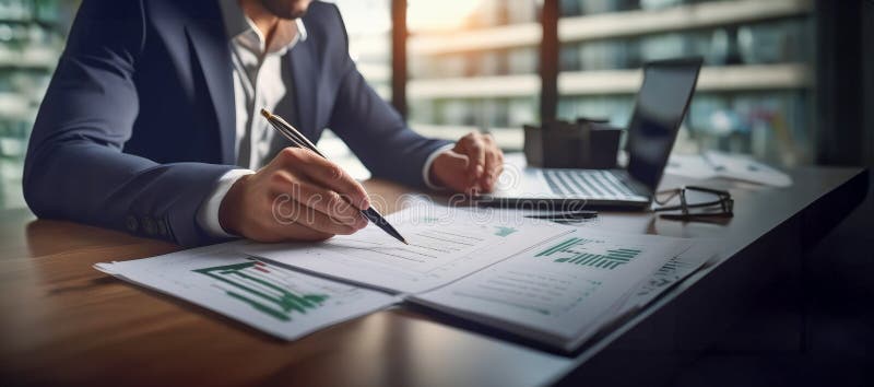 An Individual Focused on Data Analysis, Surrounded by Documents and a ...
