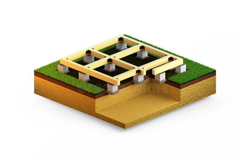 Individual Footing Foundation. Isolated Computer Generated Industrial ...