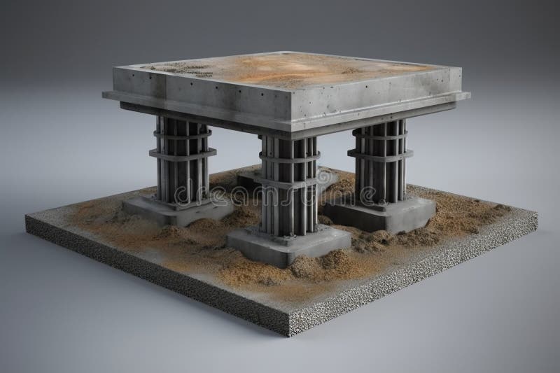 Individual Footing Foundation Isolated Creative Industrial 3d Rendering ...