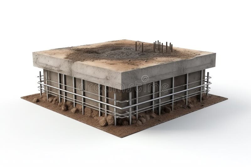 Individual Footing Foundation Isolated Creative Industrial 3d Rendering ...