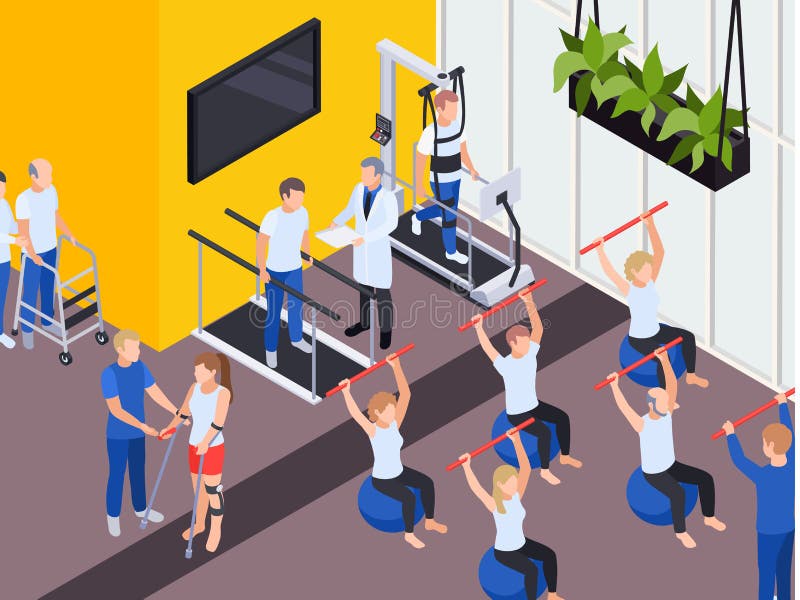 Medical Physiotherapy Gym Composition Stock Vector Illustration Of