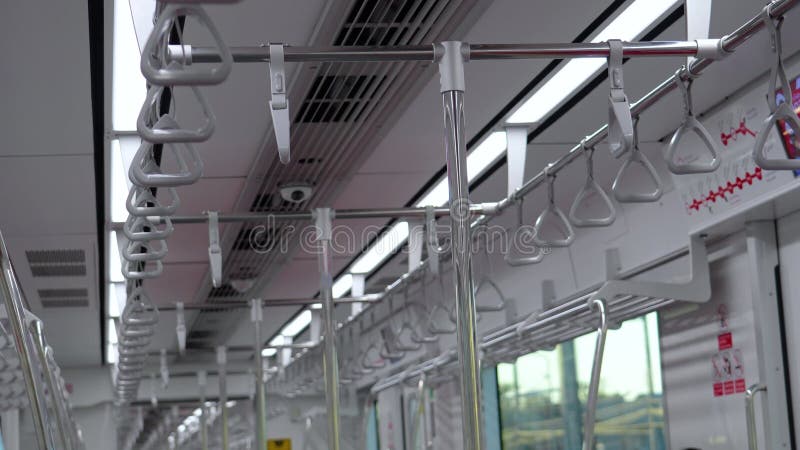 Individual Handles on Metal Handrails Inside the Train. Stock Video ...