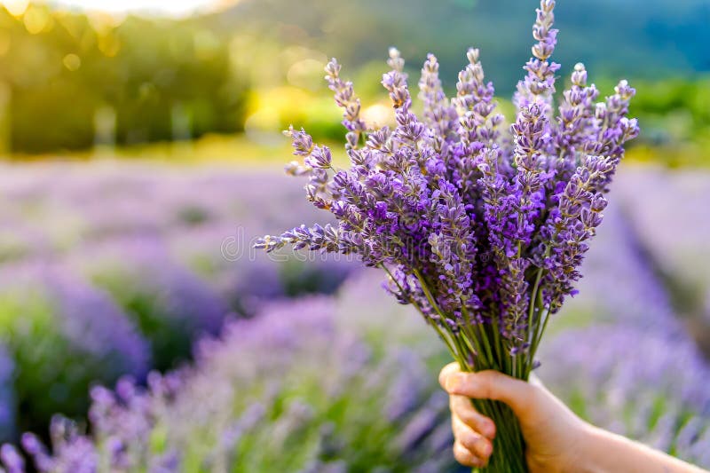 An Individual Harvesting Fresh Lavender from a Blooming Field during a ...