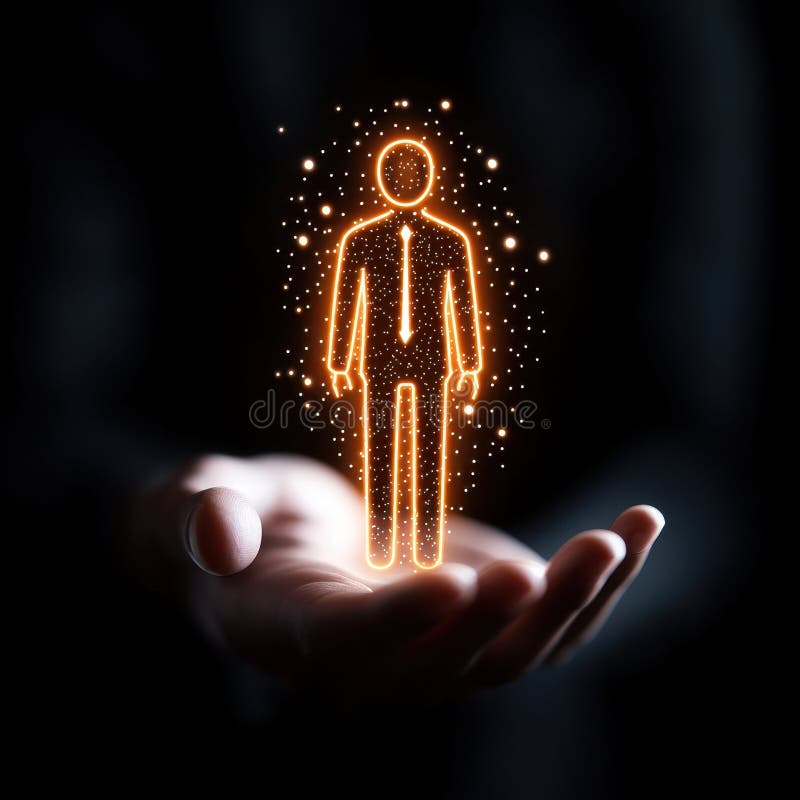 Individual Holding a Glowing Figure Representing Ideas and Innovation ...
